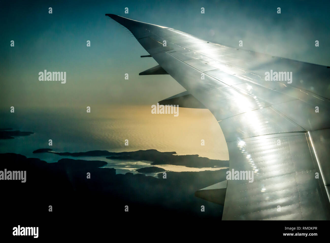 View from airplane window over Sydney harbour, Australia Stock Photo ...