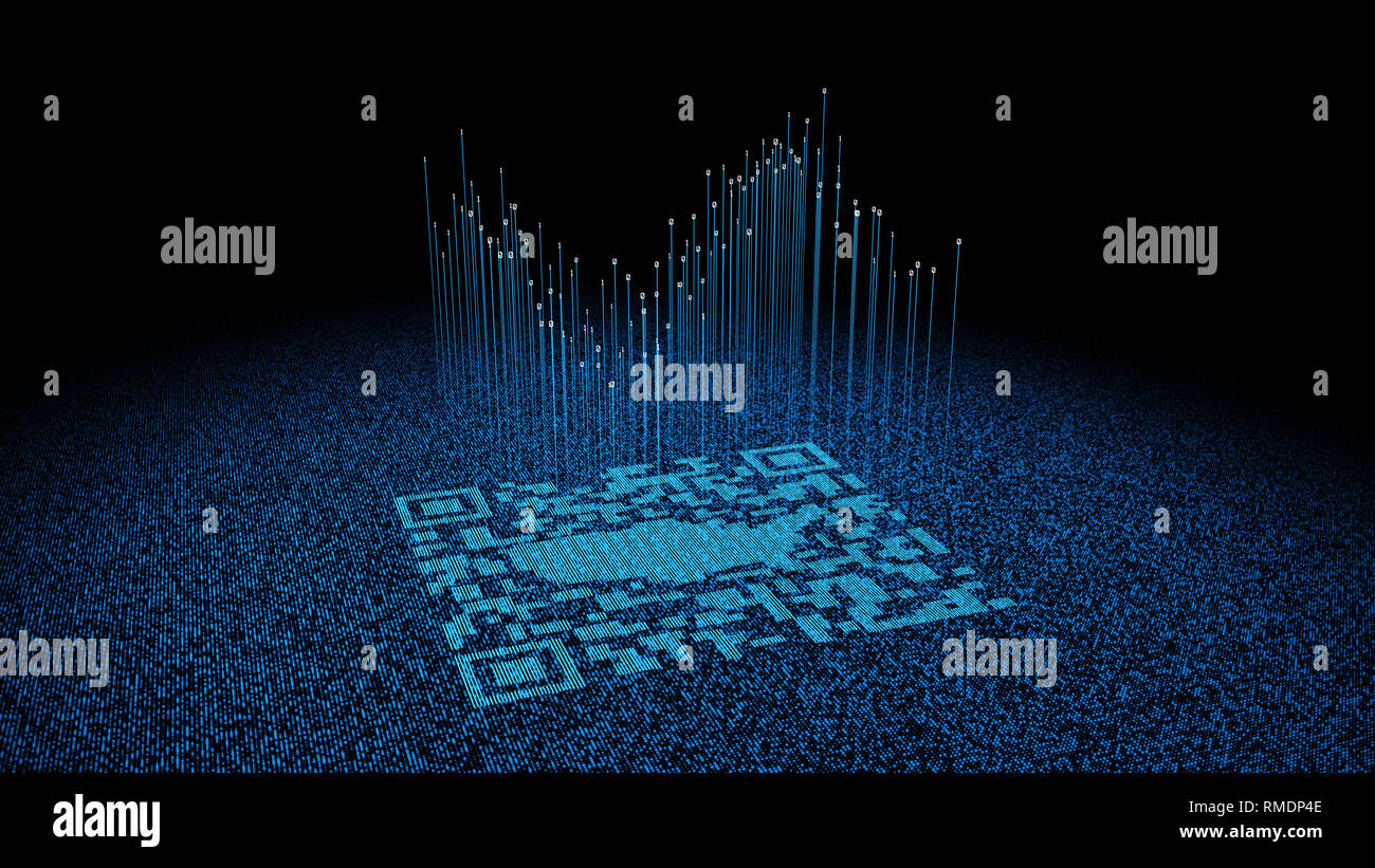 Technological data QR code and US map, data identification Stock Photo ...