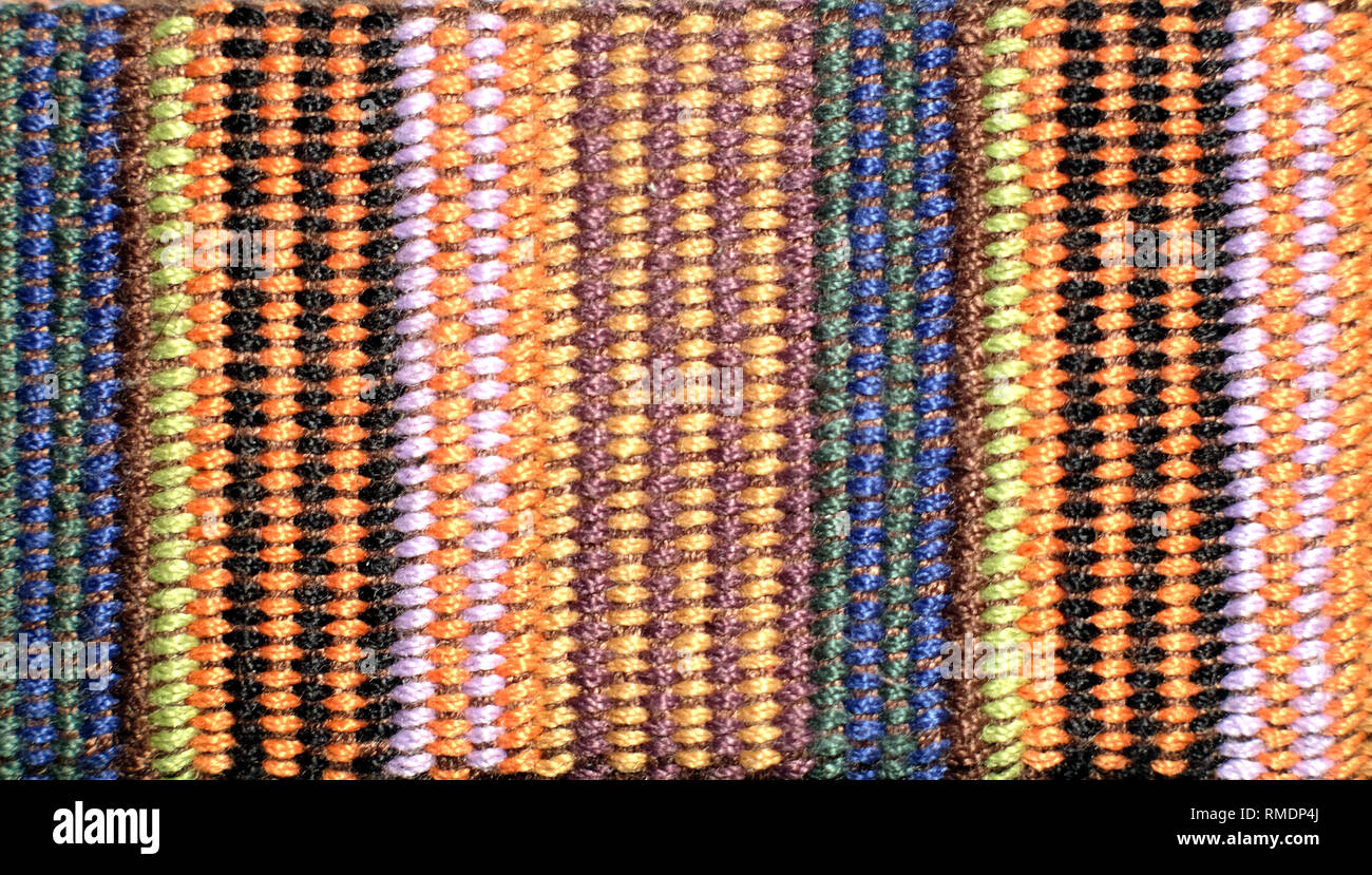 Cloth texture with many knitted thin color vertical stripes Front view ...