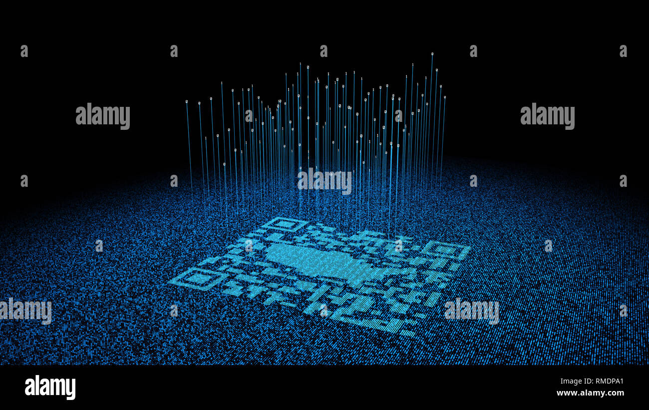 Technological data QR code and US map, data identification Stock Photo ...