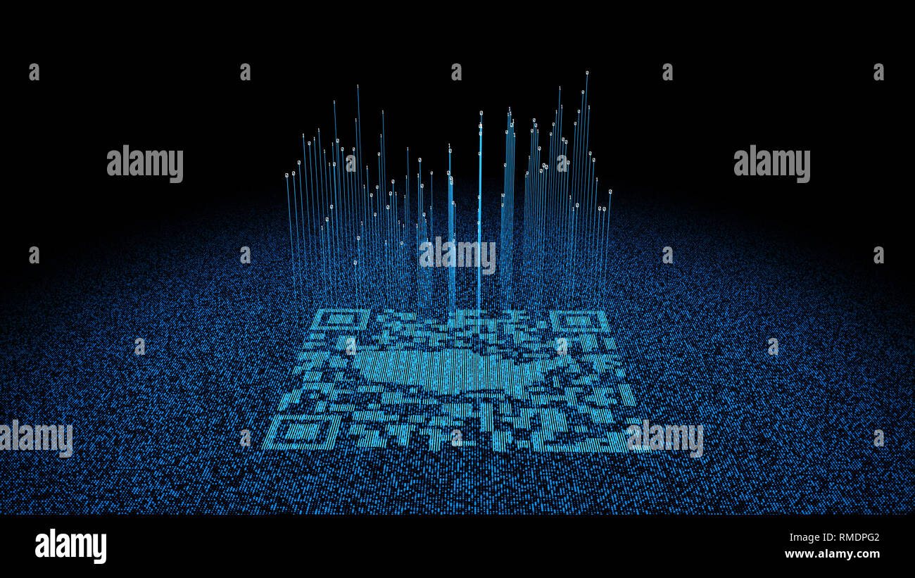 Technological data QR code and US map, data identification Stock Photo ...