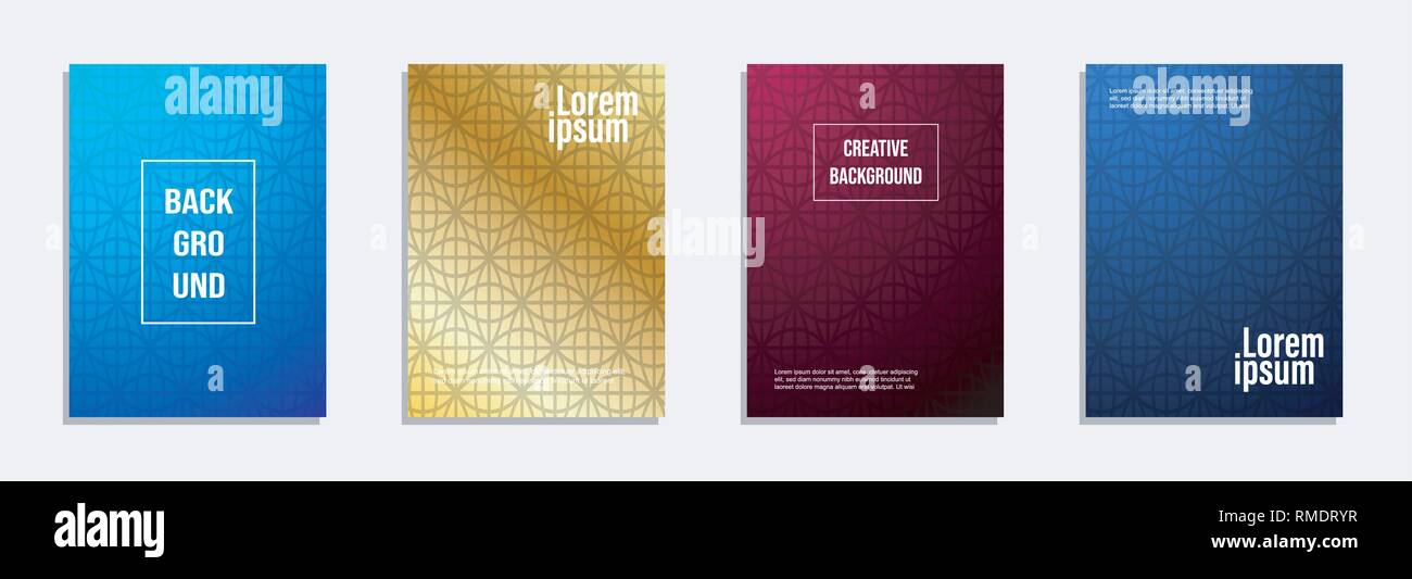 Colorful and modern cover design. Set of geometric pattern background ...