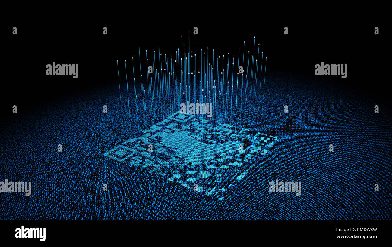 Technological data QR code and China map, data identification Stock ...