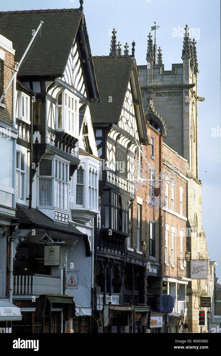 Half-timbered houses characterize the streets in Chester Stock Photo ...