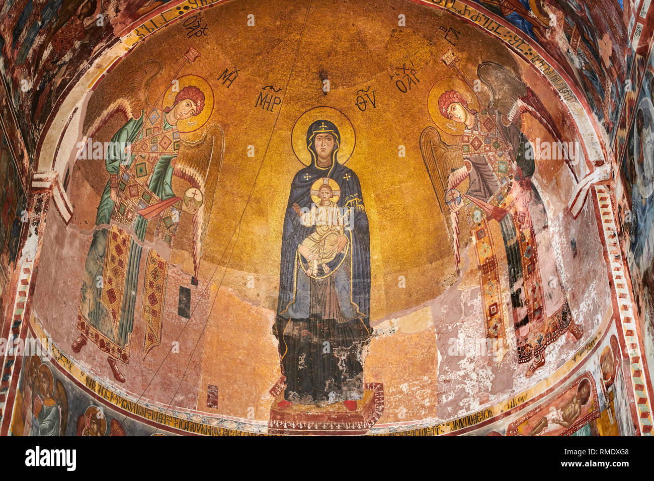 Pictures & images of the Byzantine mosaic of Theotokos, depicting the ...
