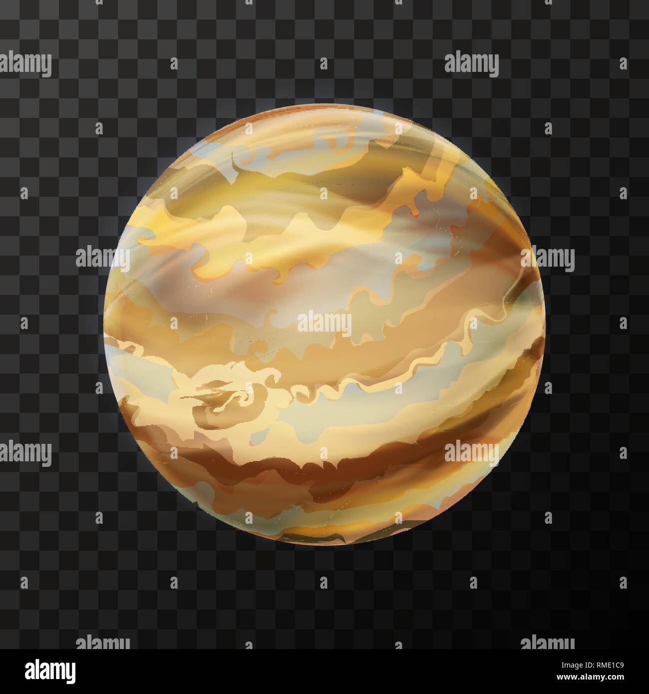 Bright realistic Jupiter with texture, colorful planet on transparent ...