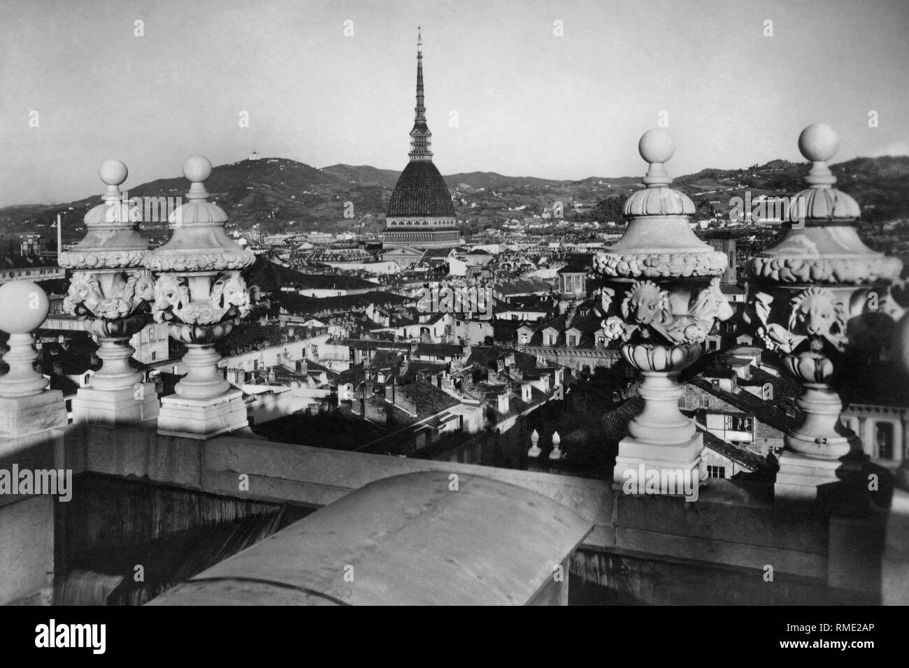mole antonelliana and superga hill, turin, piemonte, italy 1920 Stock ...