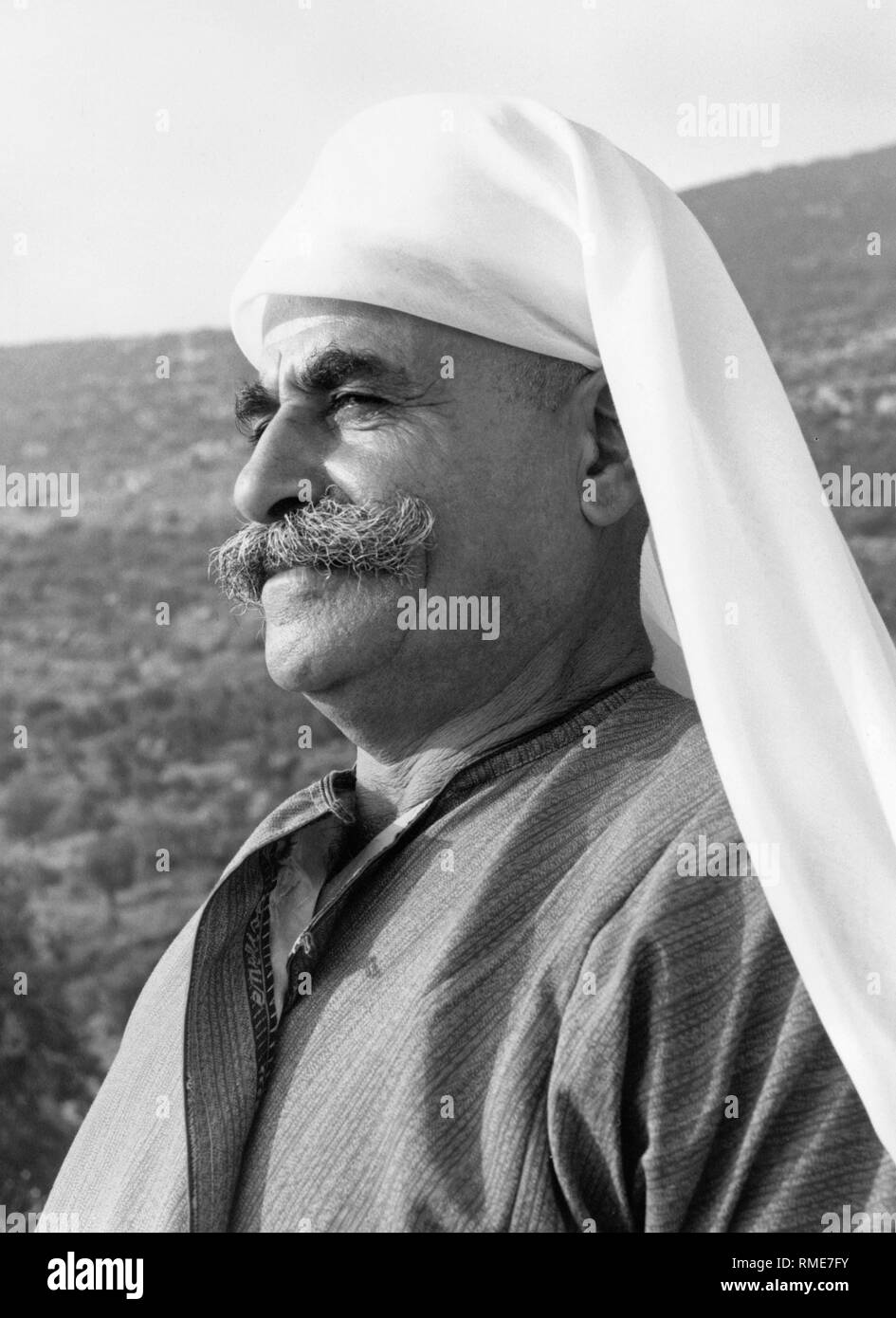 Portrait of a Druse near Rameh in Galilee, Israel. The Druse make up ...