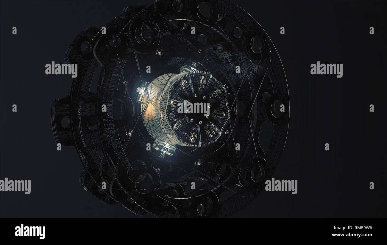 Abstract circular background loop of steel and light for motion graphic ...