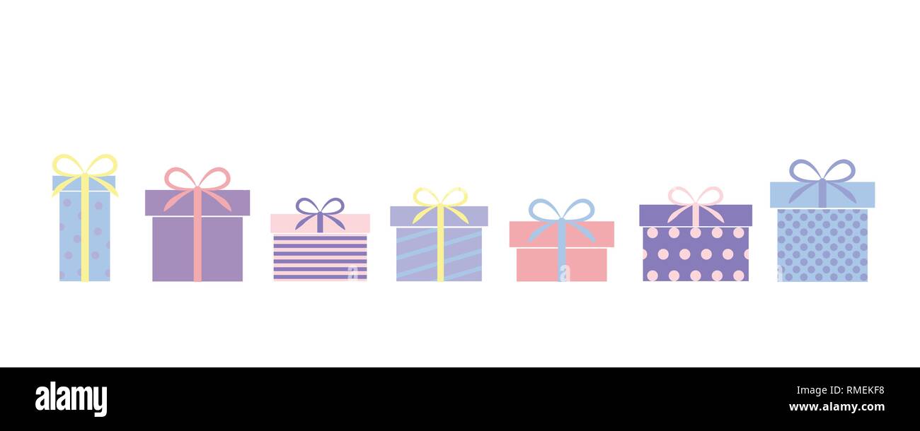 set of bright colorful gifts present for birthday and christmas vector ...