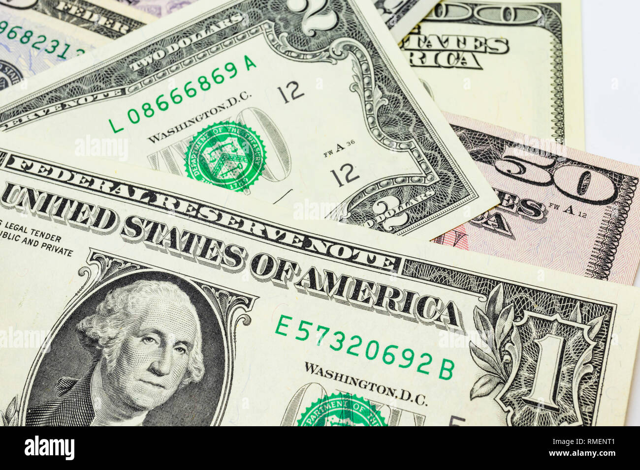 a pile of banknote dollars on hand as part of the world trade and ...