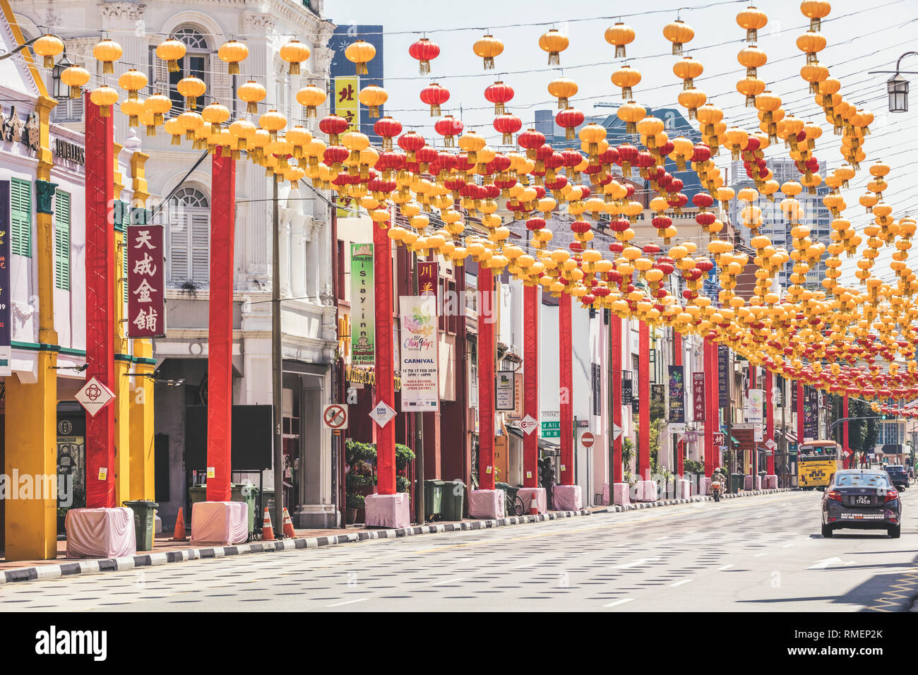 Singapore / Singapore - February 10 2019: Chinatown tourism district ...