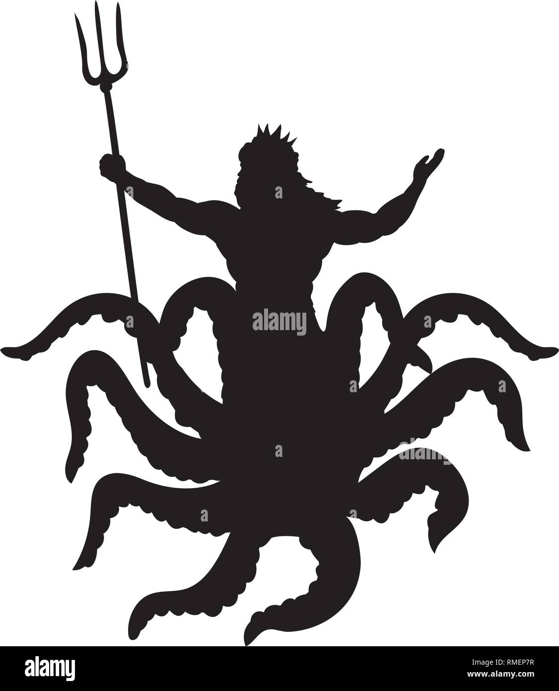 Octopus man silhouette mythology fantasy Stock Vector Image & Art - Alamy