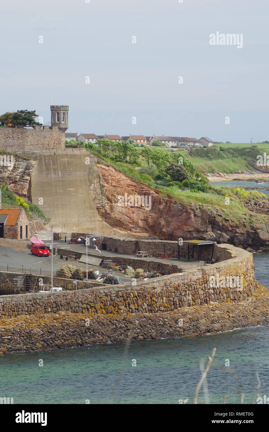 Crail Castle and Crail Harbour Wall at High Tide on a Summers Day. Fife ...