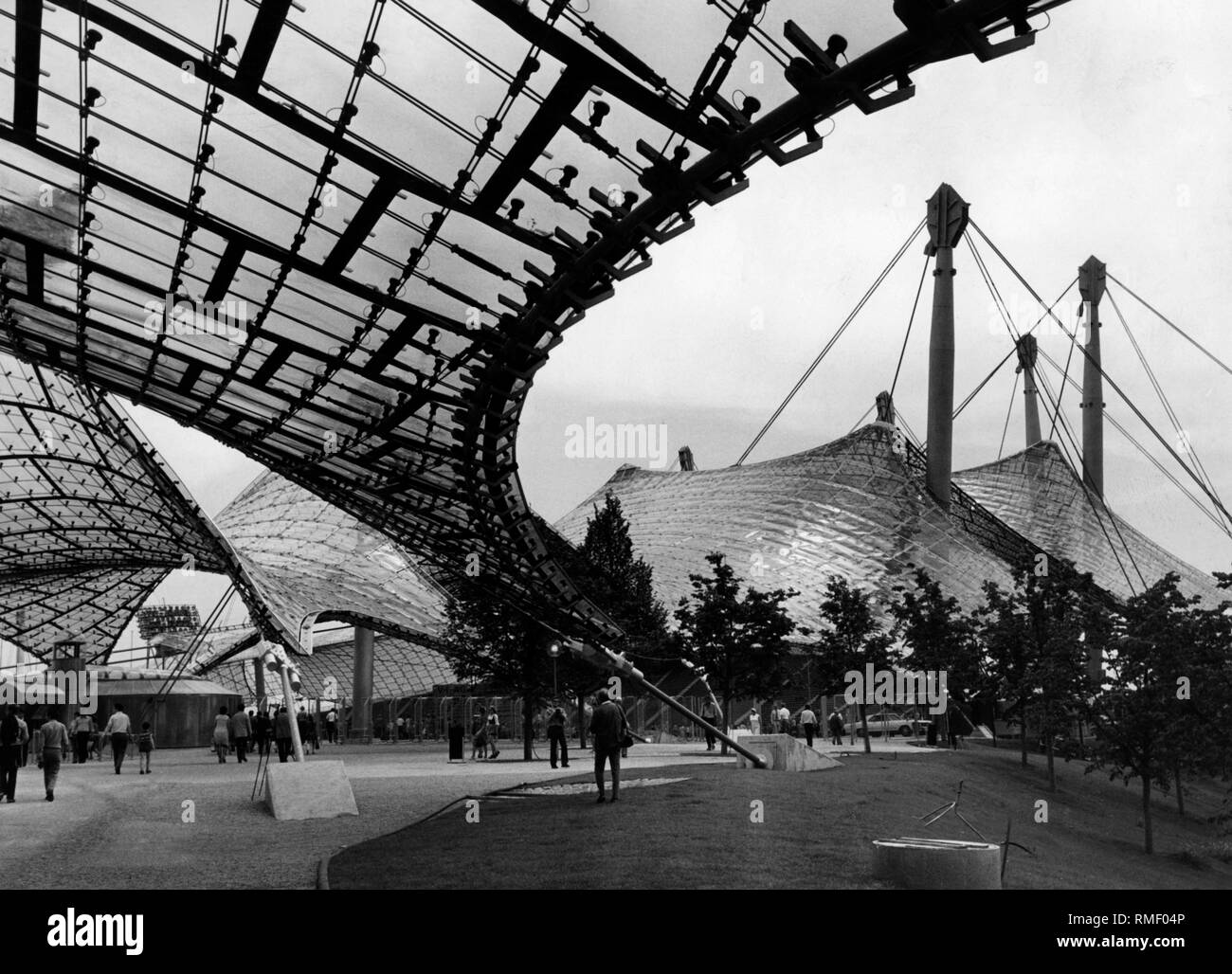 View from the forecourt onto the Olympic Stadium (Olympiastadion) in ...