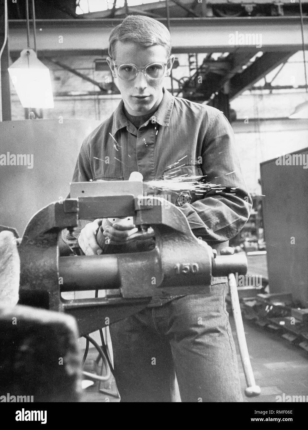 The Later National Coach Berti Vogts As A Toolmaker Apprentice Stock