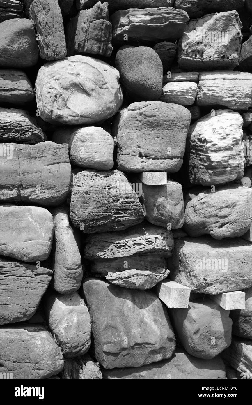 Natural Background of Sandstone Boulders of Crail Harbour Wall. Fife ...