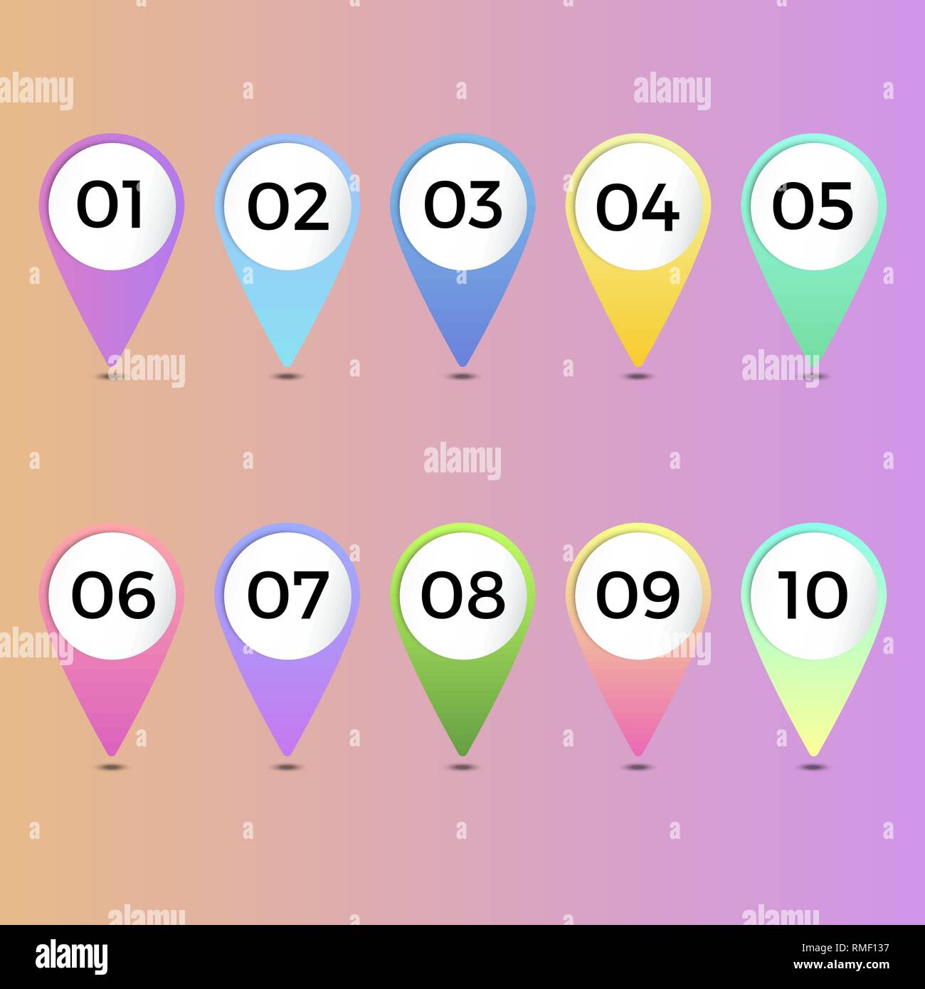 Number bullet point gradient markers 1 to 10. Vector set for design Stock Vector Image & Art - Alamy