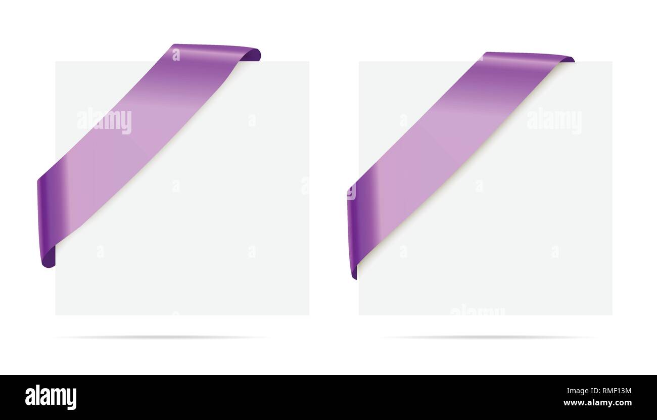 Silk violet corner ribbons set - Vector design elements for design ...