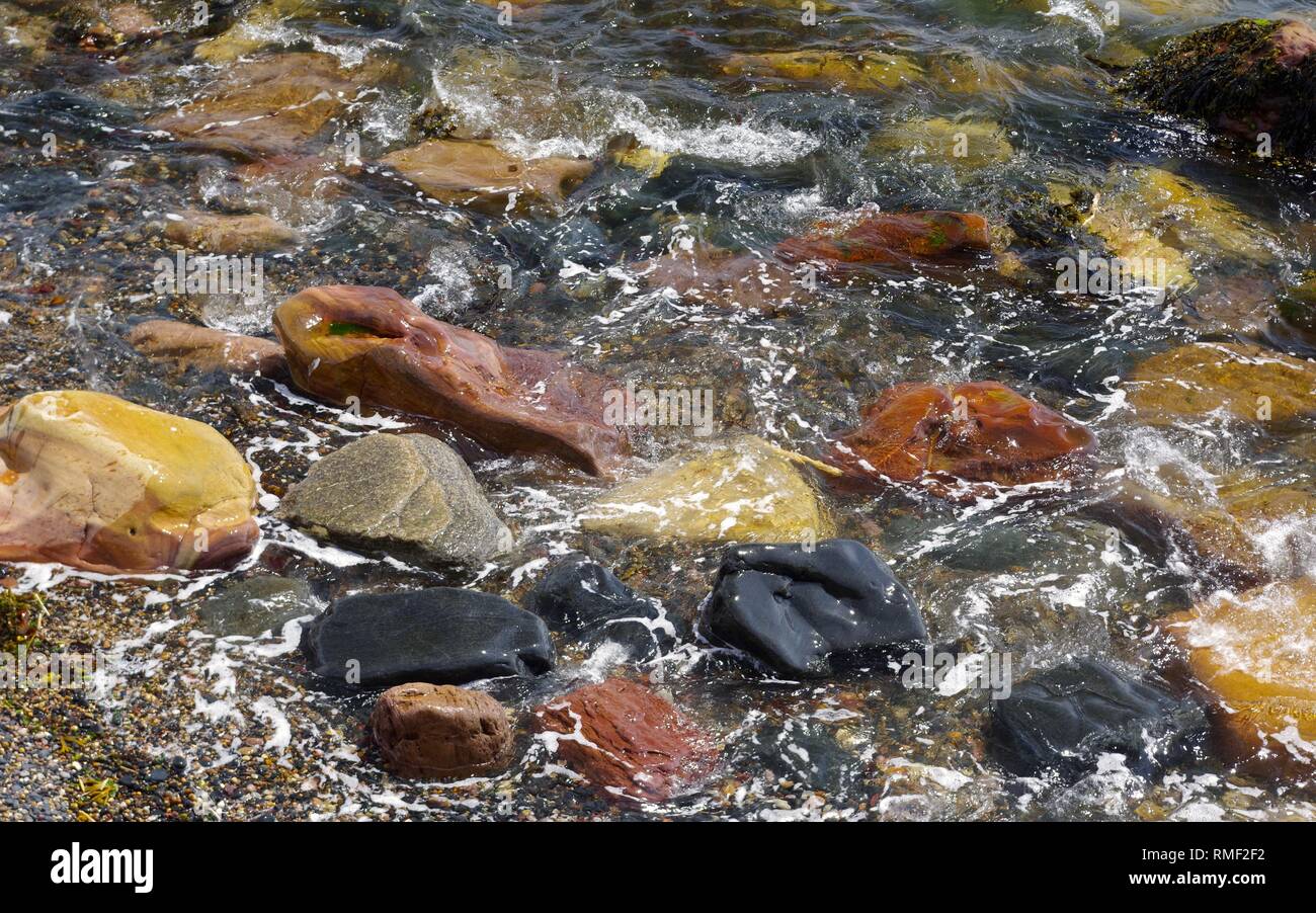 Colourful Boulders Under Water along the Beach at Crail Harbour ...