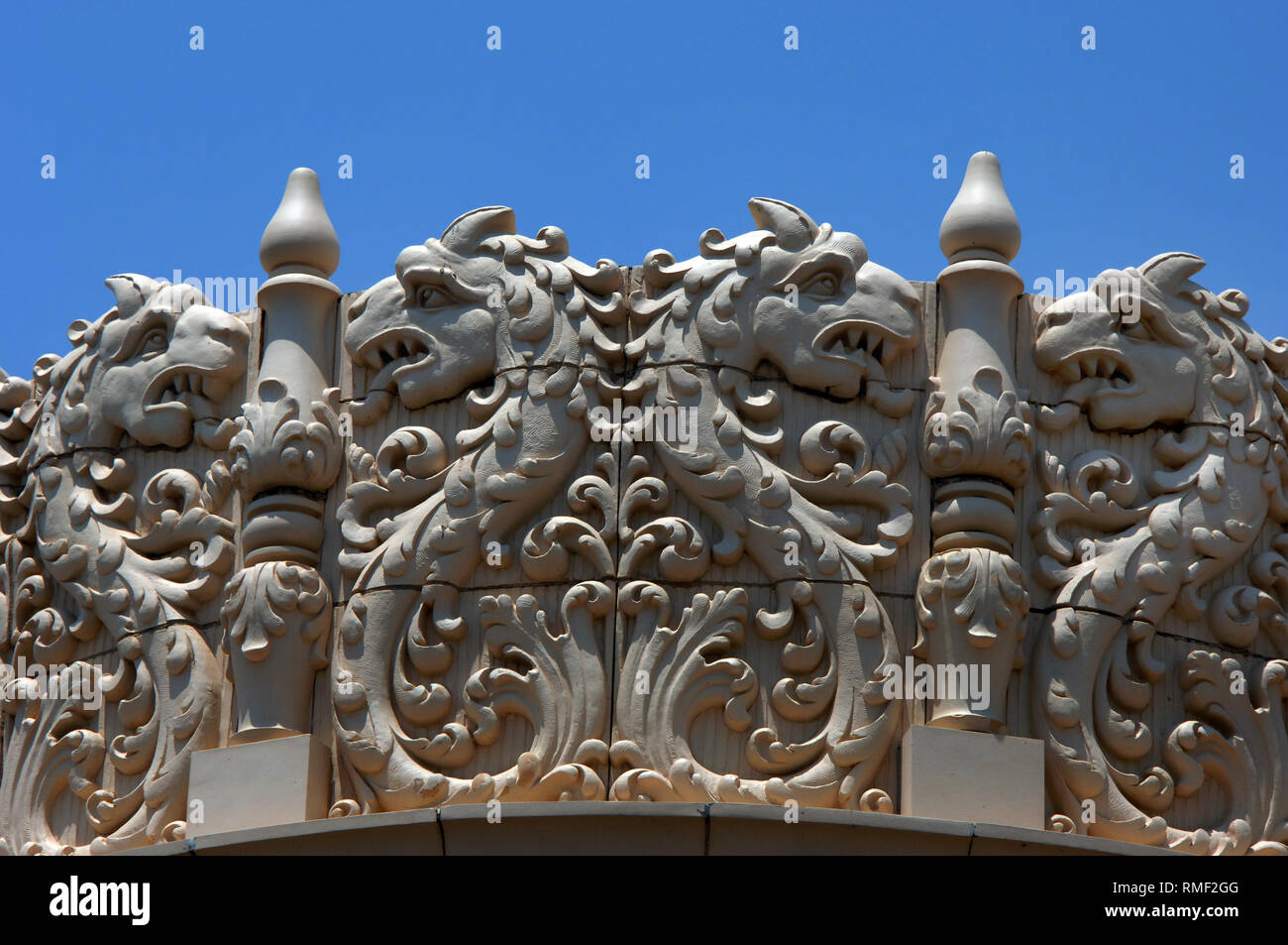 Lensic Theater in downtown Santa Fe, New Mexico has intricate designs ...