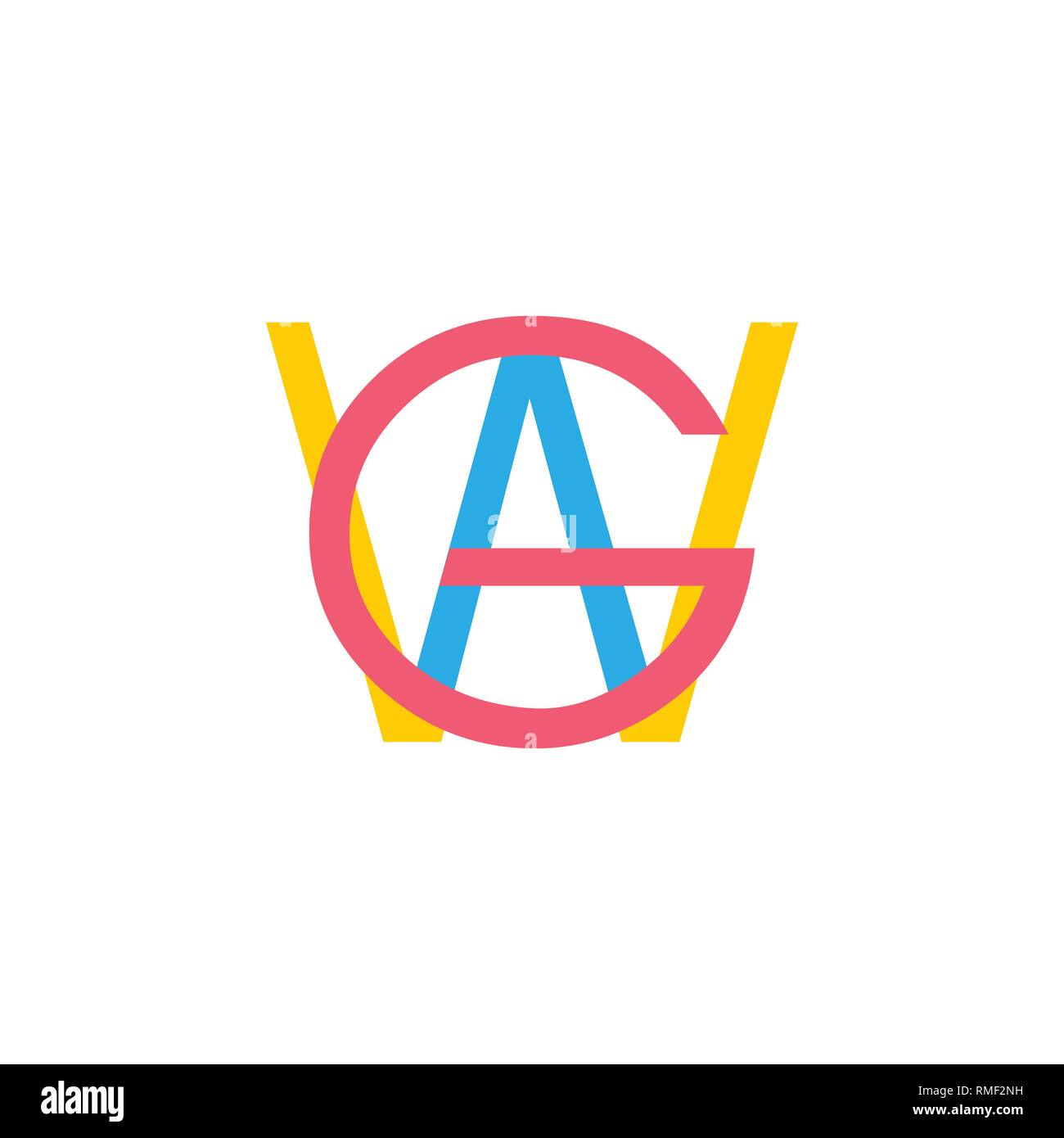 letters wag simple line logo vector Stock Vector Image & Art - Alamy