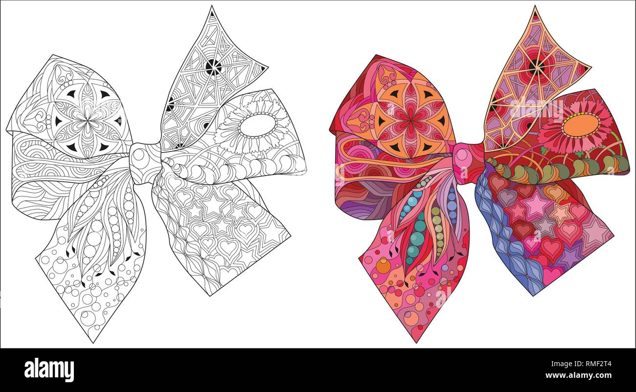 Zentangle stylized bow-knot. Hand Drawn lace vector illustration Stock ...