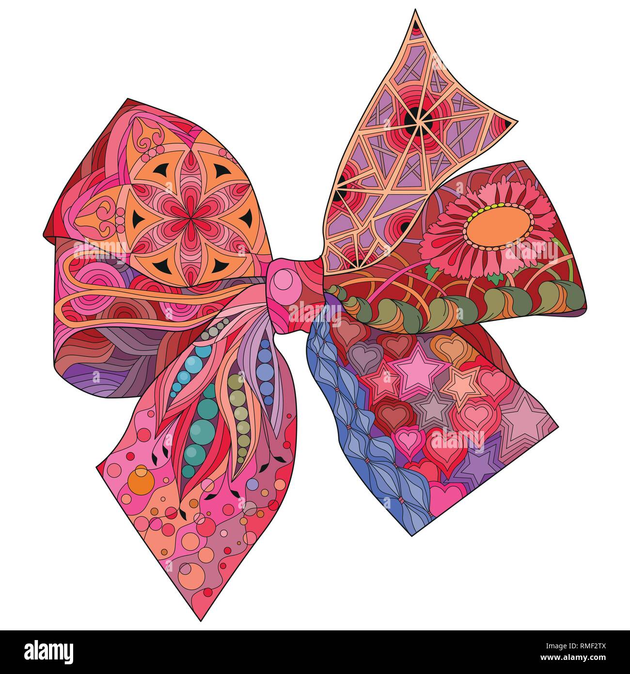 Zentangle stylized bow-knot. Hand Drawn lace vector illustration Stock ...