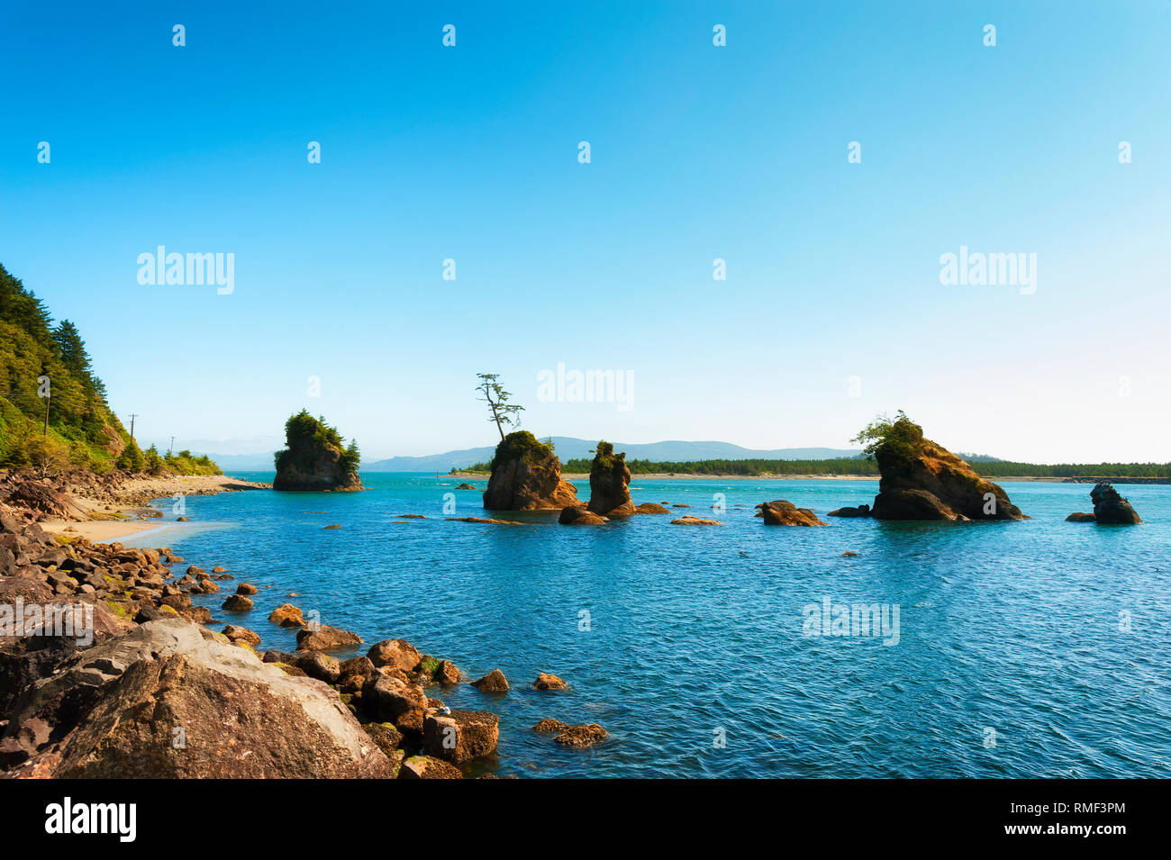 Intertital rocks in Tillamook Bay near Wheeler, Oregon on the Oregon ...