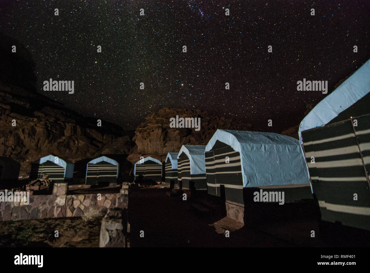 Bedouin camp under the milky way in Wadi Rum desert, Jordan, Middle ...