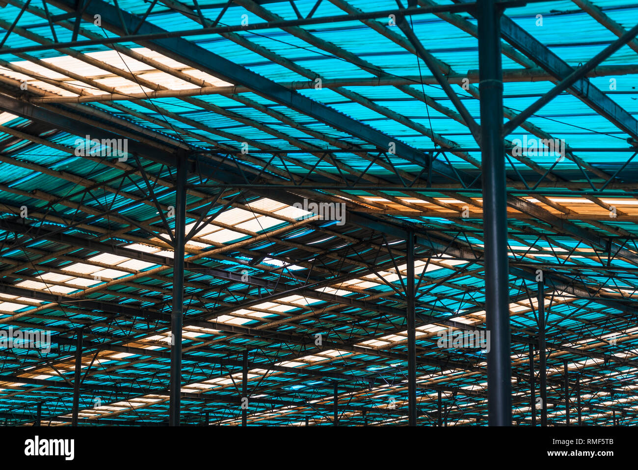 Temporary structure - Roof of plastic sheets Stock Photo - Alamy