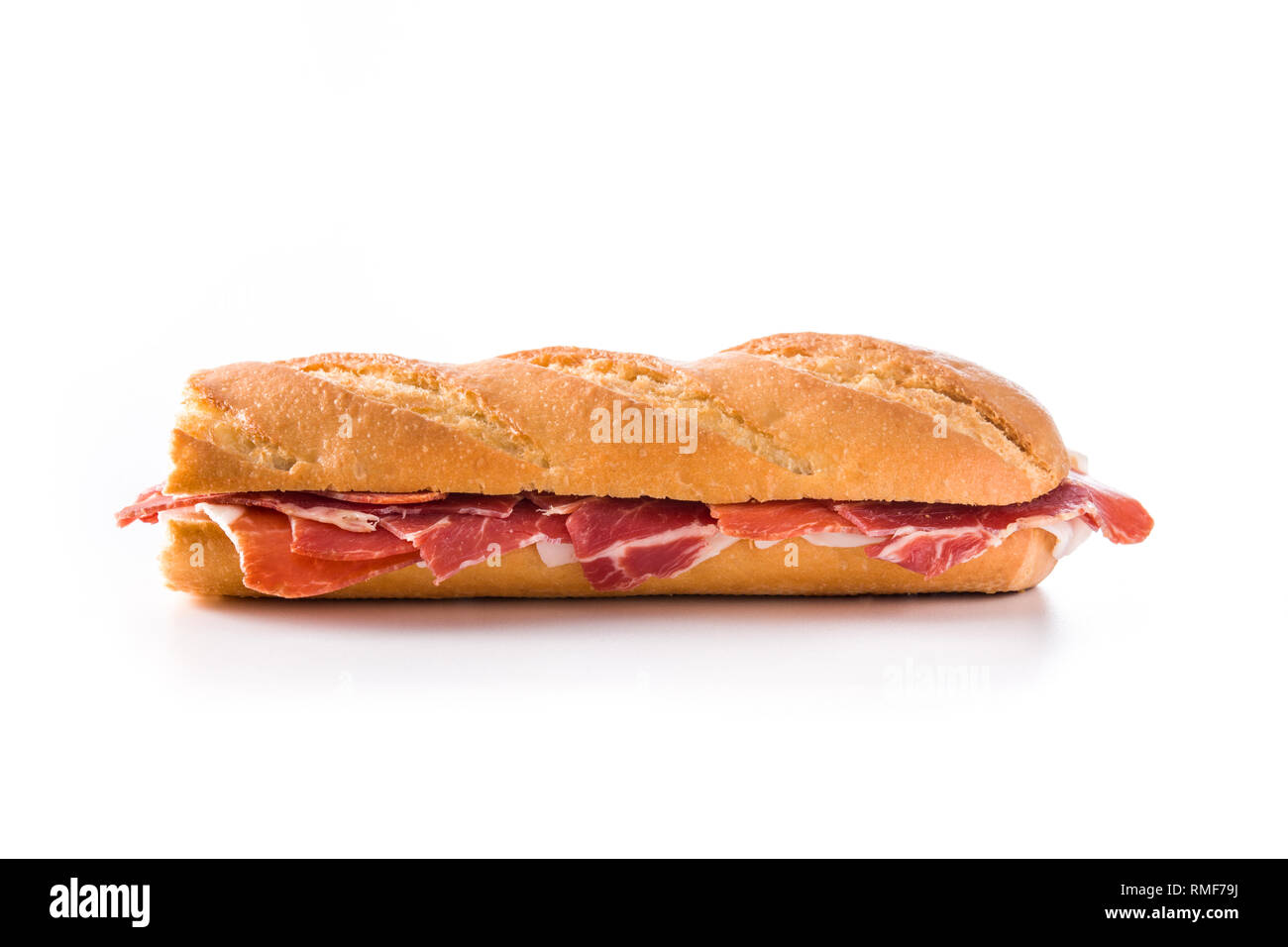 Spanish serrano ham sandwich isolated on white background Stock Photo ...