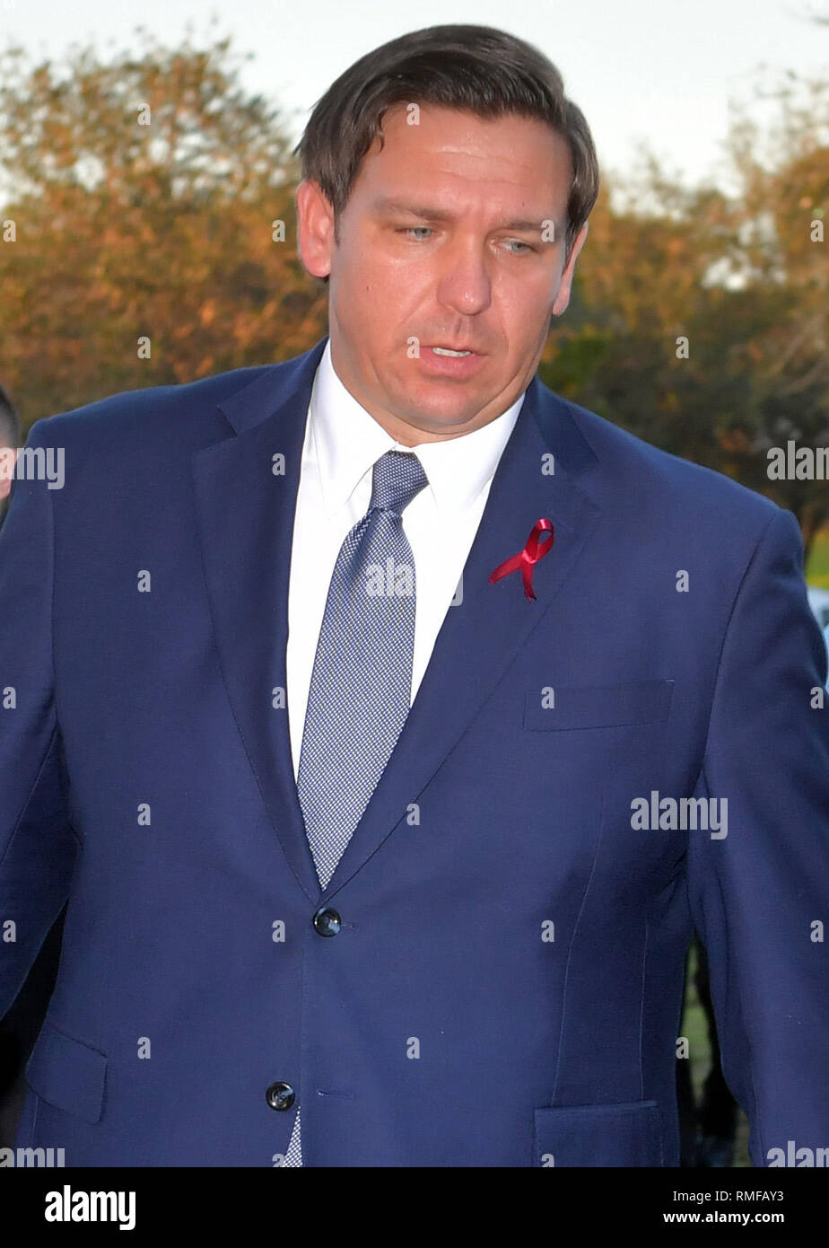 Parkland, Florida, USA. 14th Feb 2019. Gov Ron DeSantis and wife Casey ...