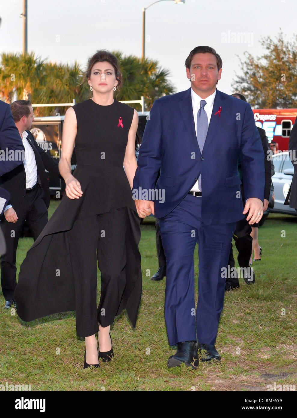 Parkland, Florida, USA. 14th Feb 2019. Gov Ron DeSantis and wife Casey ...