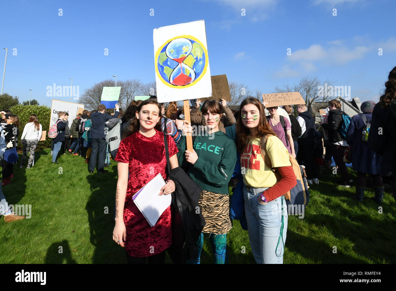 County Hall, Truro, Cornwall, UK. 15th Feb 2019. Students of all ages ...