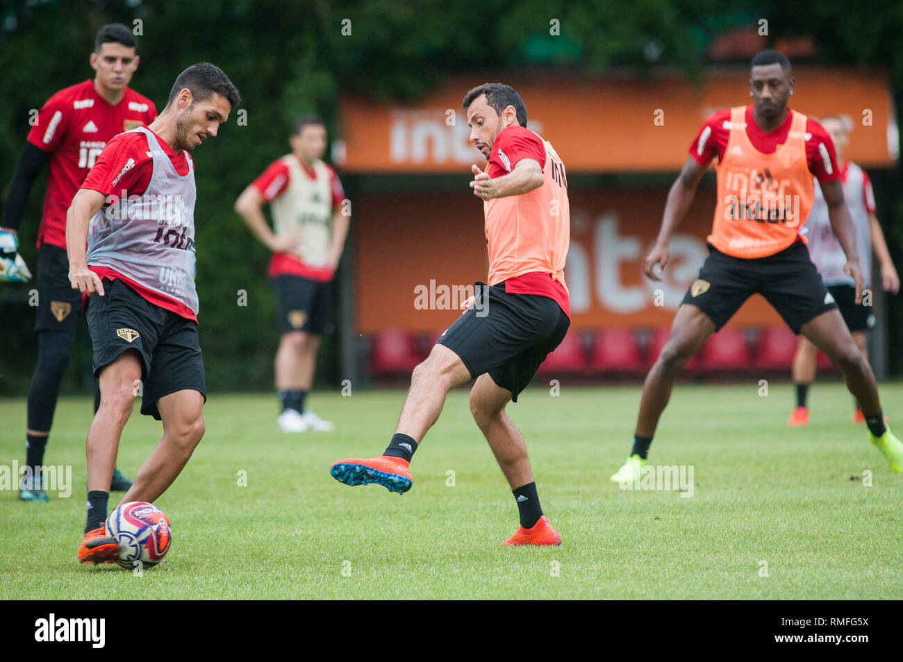SÃO PAULO, SP - 15.02.2019: TREINO DO SÃO PAULO FC - Lucas Kal and Nene during training at São ...