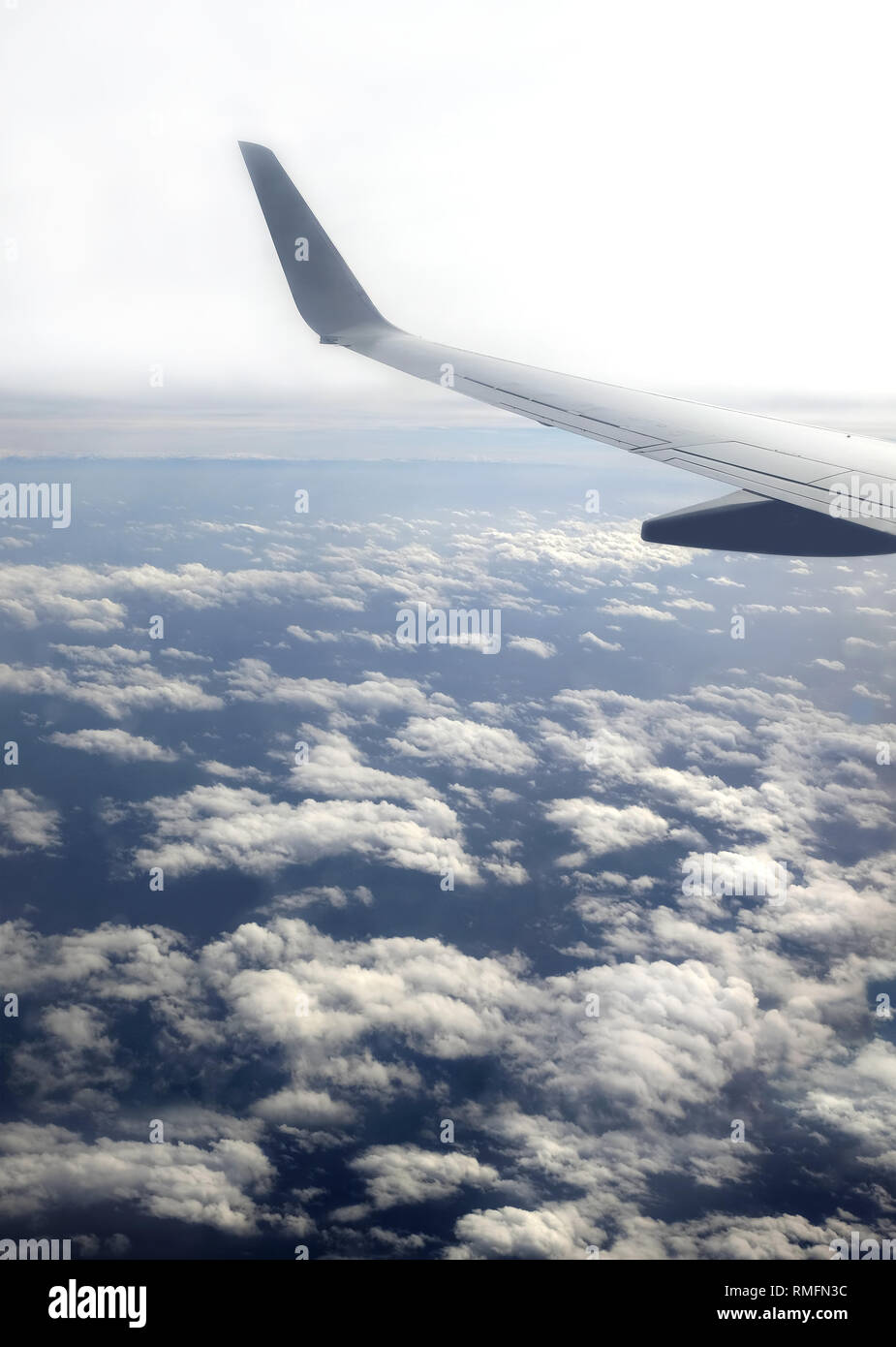 Beautiful top view from passenger supersonic airplane window flying ...