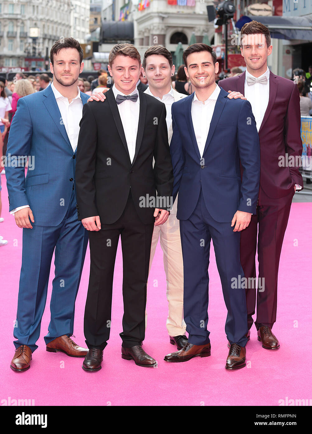 London, UK, 11th June 2014 Collabro arrive on the Pink Carpet the World Premiere of 'Walking On ...