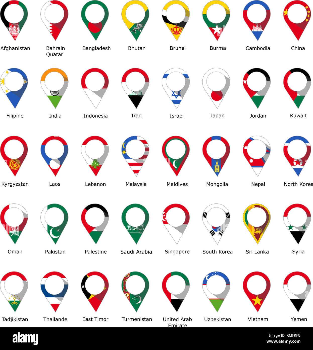 Asian flags set hi-res stock photography and images - Alamy