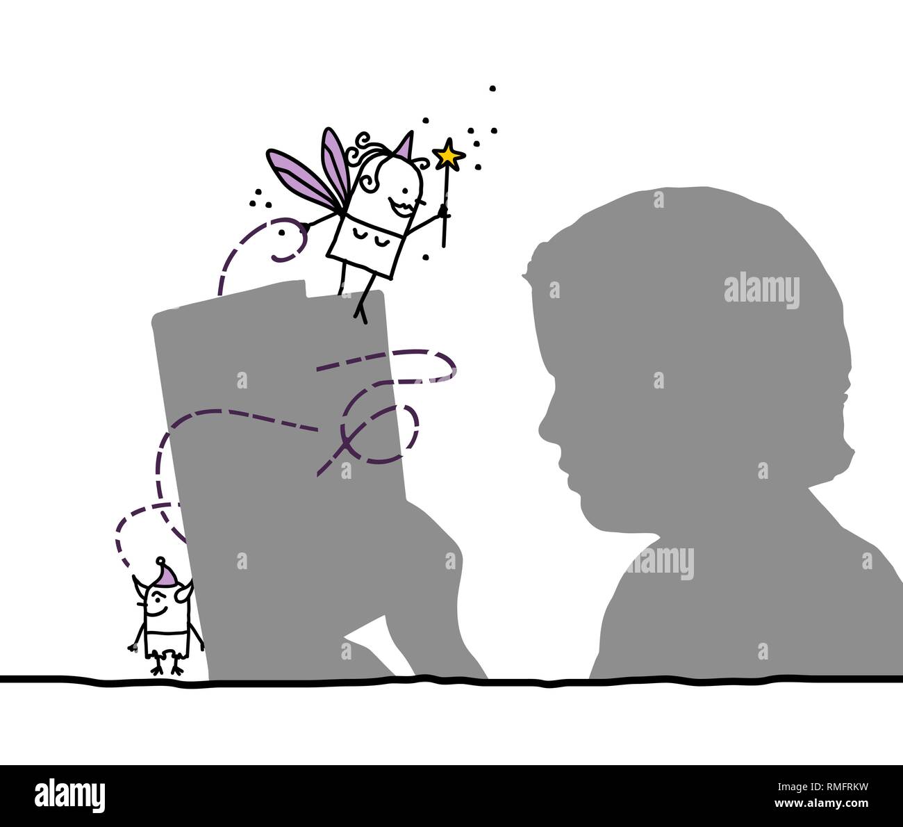 Fairy tale - hand drawn cartoon characters & human profile Stock Vector ...