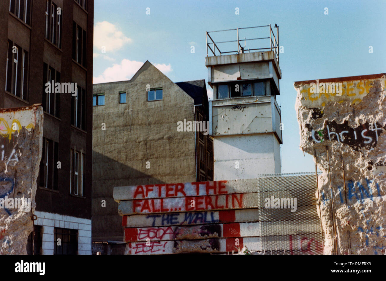 The Wall at Checkpoint Charlie just before its demolition Stock Photo ...