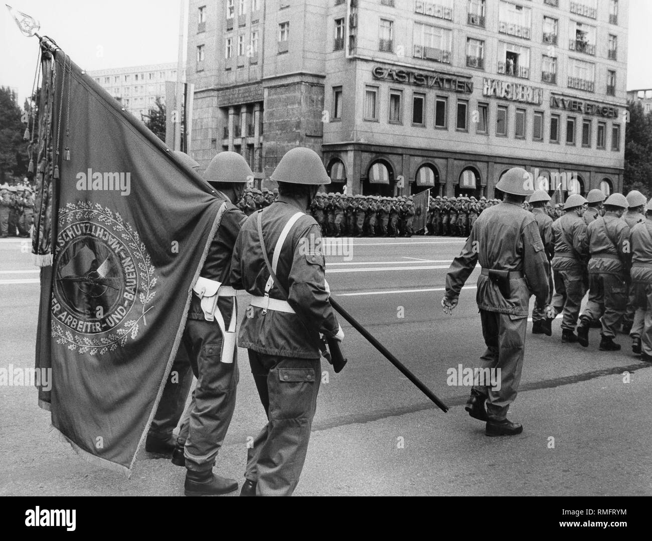 Members of the GDR Combat Groups take part in the parade marking the ...