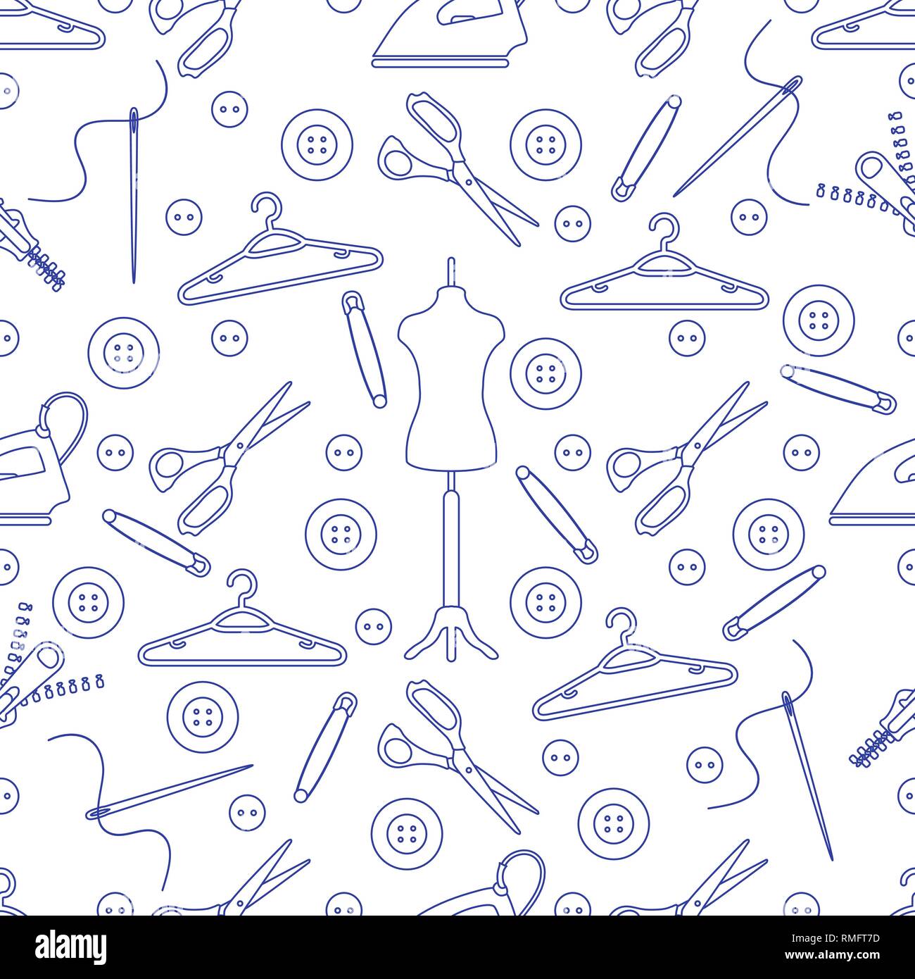 Vector seamless pattern with tools and accessories for sewing. Template ...