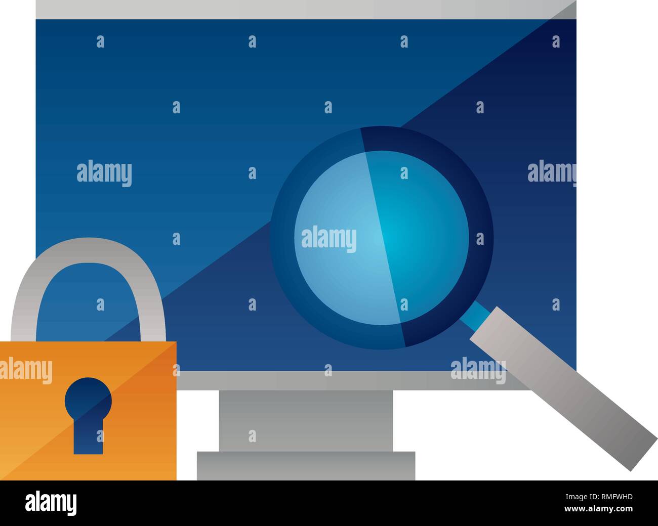 computer monitor magnifying glass security Stock Vector Image & Art - Alamy