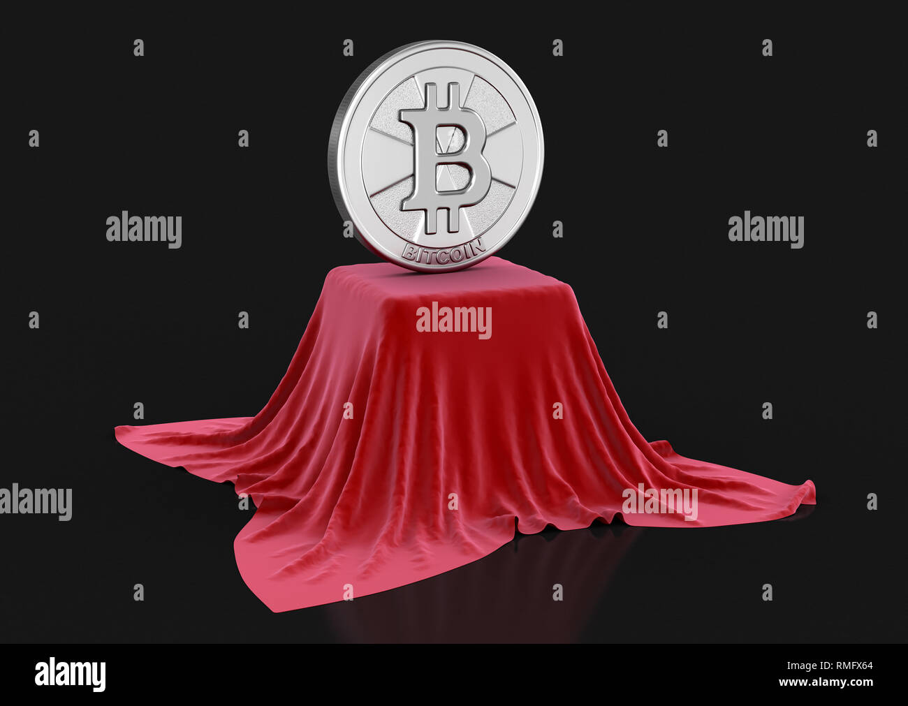 Table covered cloth with bitcoin. Image with clipping path Stock Photo ...