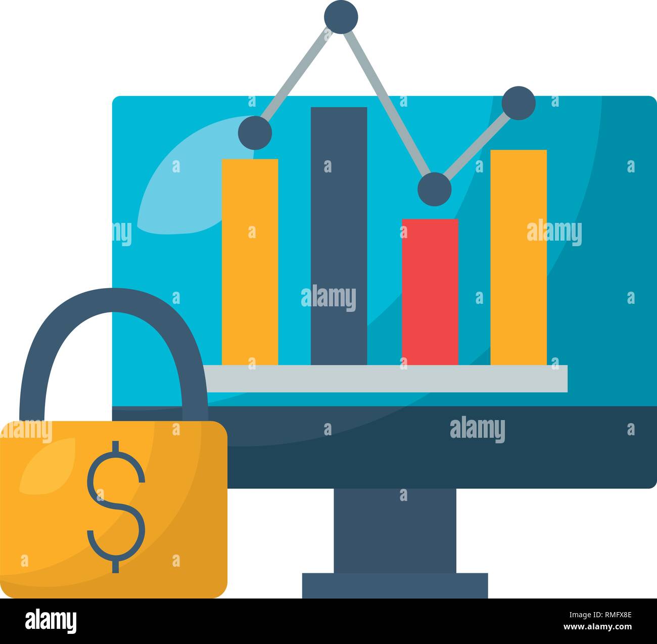 computer monitor report chart money security Stock Vector Image & Art ...