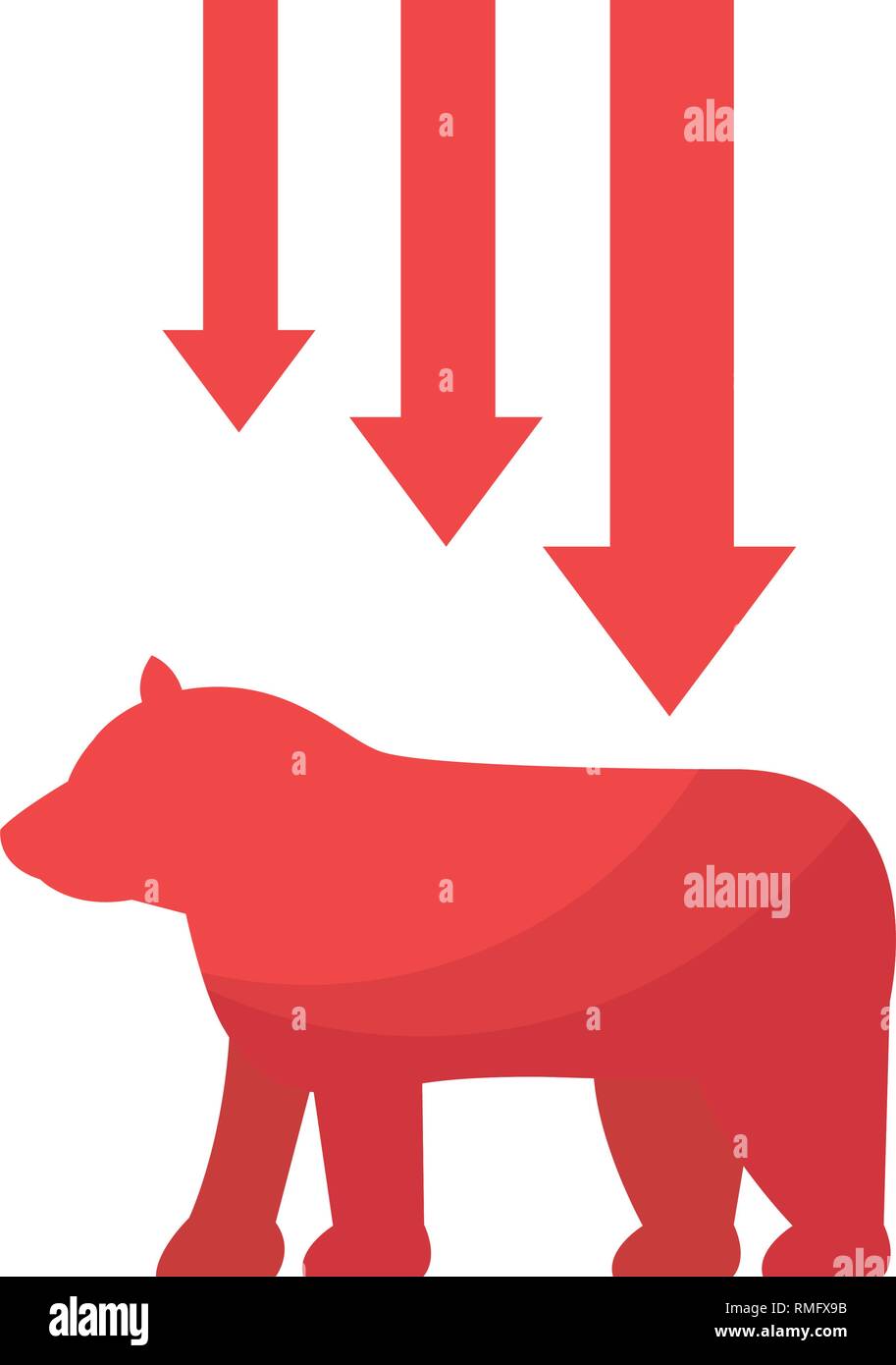 Red bear down arrow exchange Stock Vector Images - Alamy