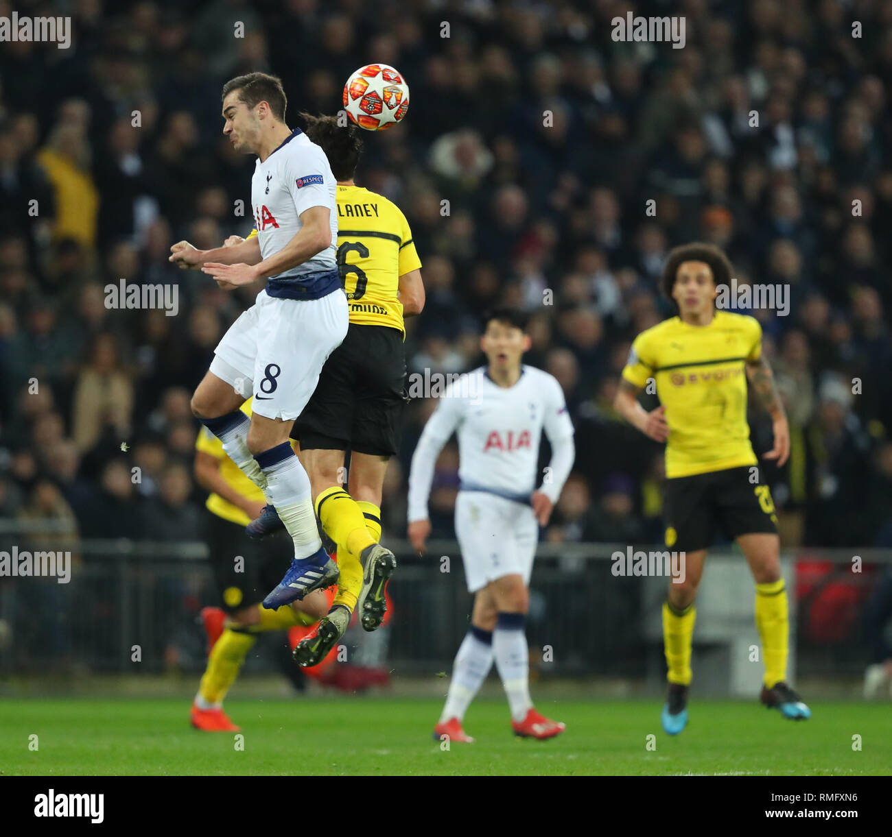 LONDON, ENGLAND - FEBRUARY 13 2019: Harry Winks of Tottenham and Thomas ...