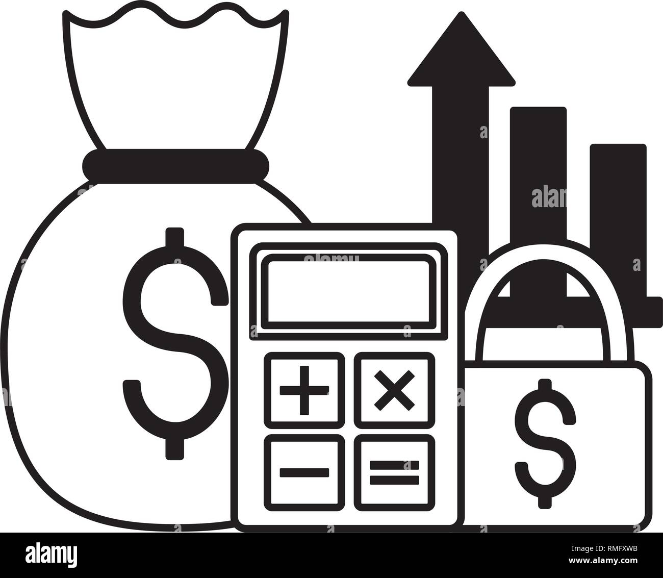 calculator money bag stock market Stock Vector Image & Art - Alamy