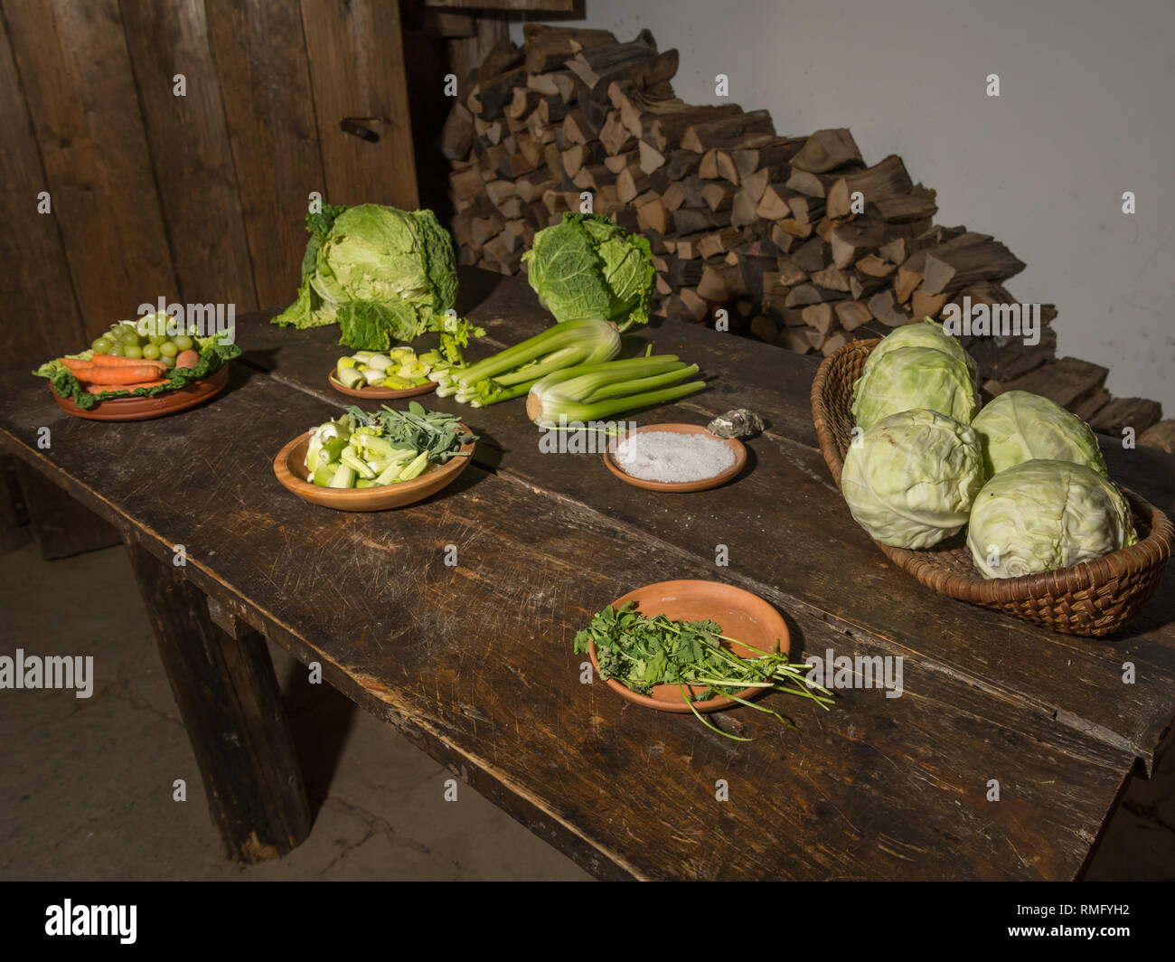 Many vegetables fruits on table hi-res stock photography and images - Alamy